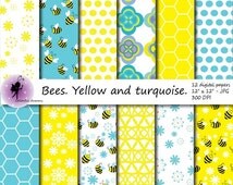 Popular items for bee digital paper on Etsy