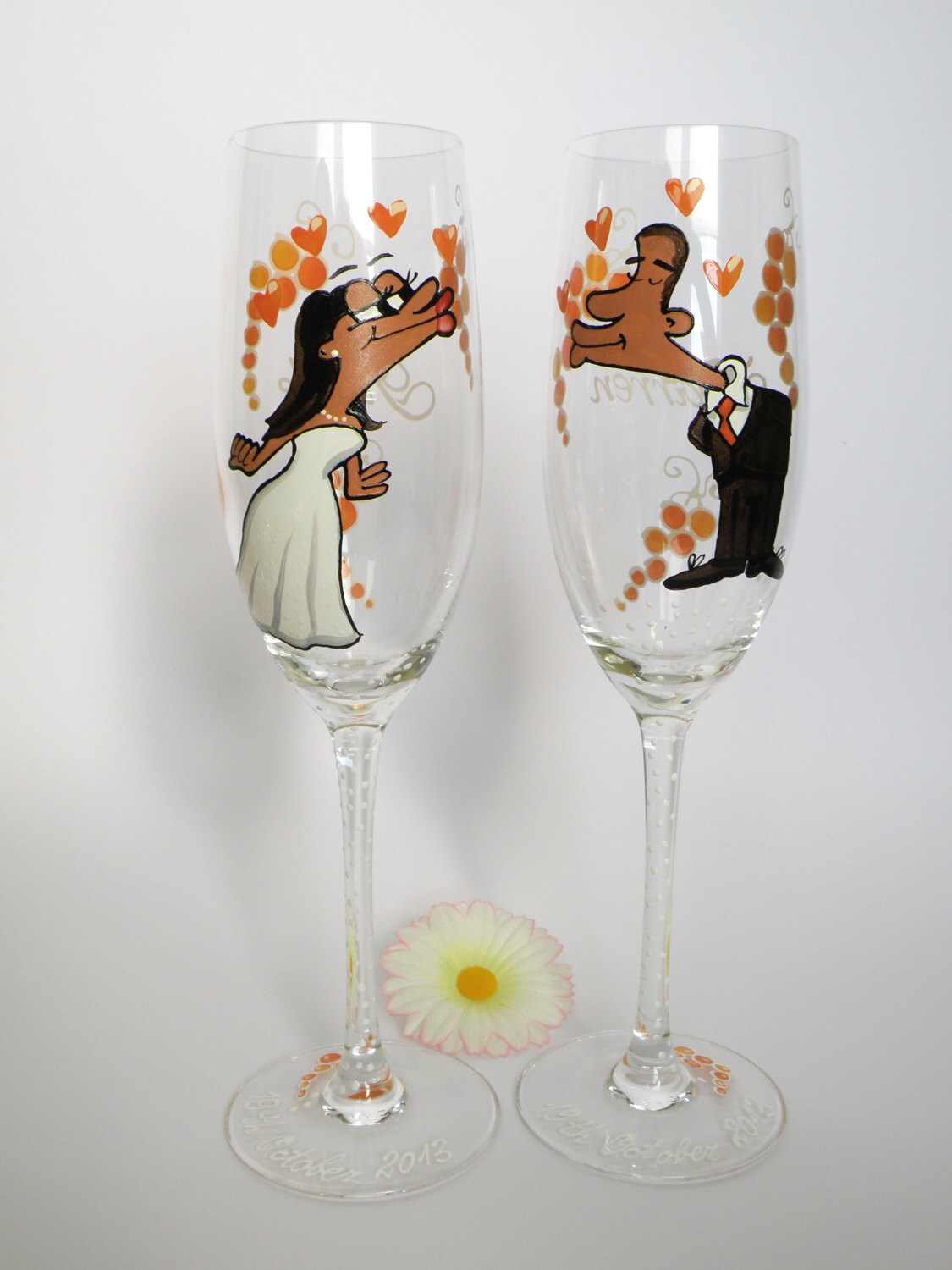Hand painted Wedding Toasting Flutes Set of 2 by pastinshs on Etsy