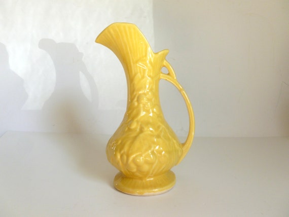 Antique 1940's Yellow McCoy Pottery Pitcher by JoeBlake on Etsy