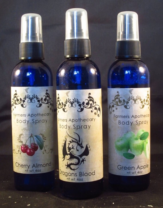 Cherry Almond Scented 4oz Body Spray Tart and by FarmersSoapery