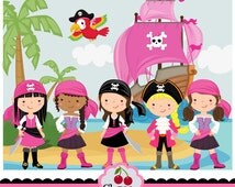 Unique pirate girl clip art related items | Etsy