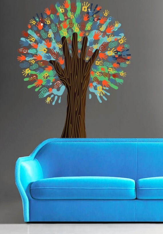 Colorful Hand Tree Color Tree Nature Full Color Wall Decal