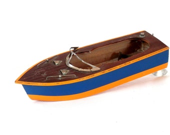 Pond Yacht Blue and Yellow Wooden Toy Boat