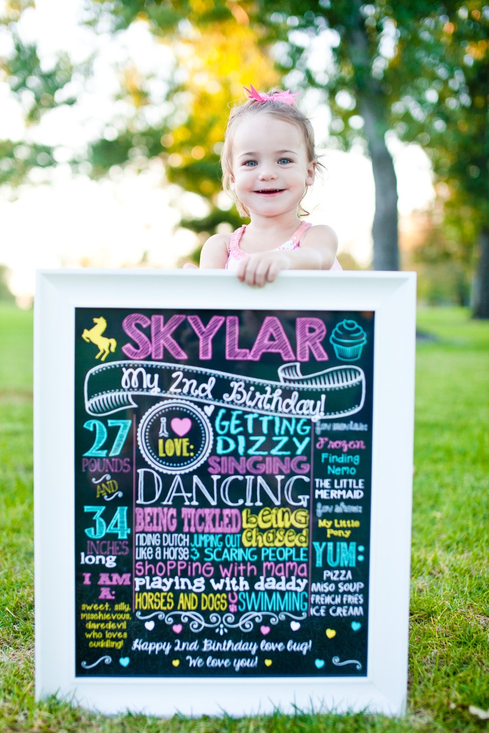 2nd Birthday Chalkboard Poster Sign for Second Birthday Party