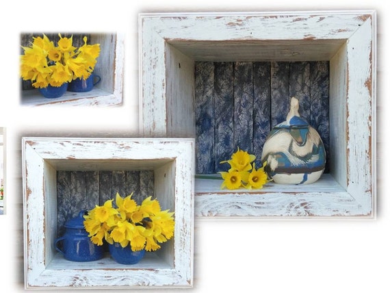 Rustic Reclaimed Wood Shadow Box Distressed Shabby Chic White