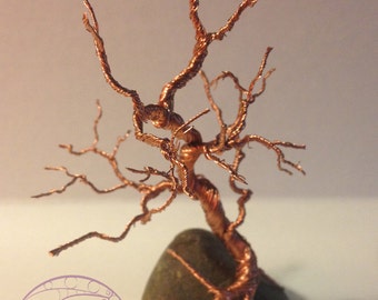 Little Copper Wire Tree with Roots Set in Stone