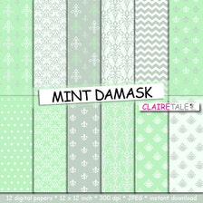 Popular items for mint damask on Etsy