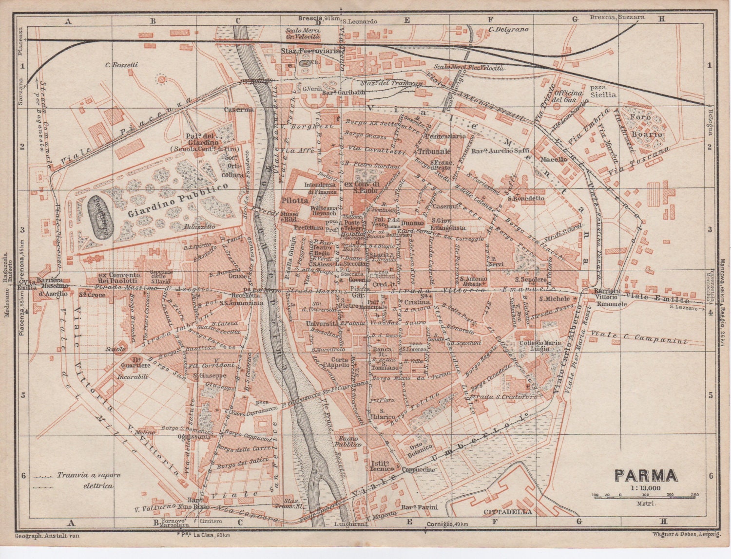 1928 Parma Italy Antique Map Emilia-Romagna Northern
