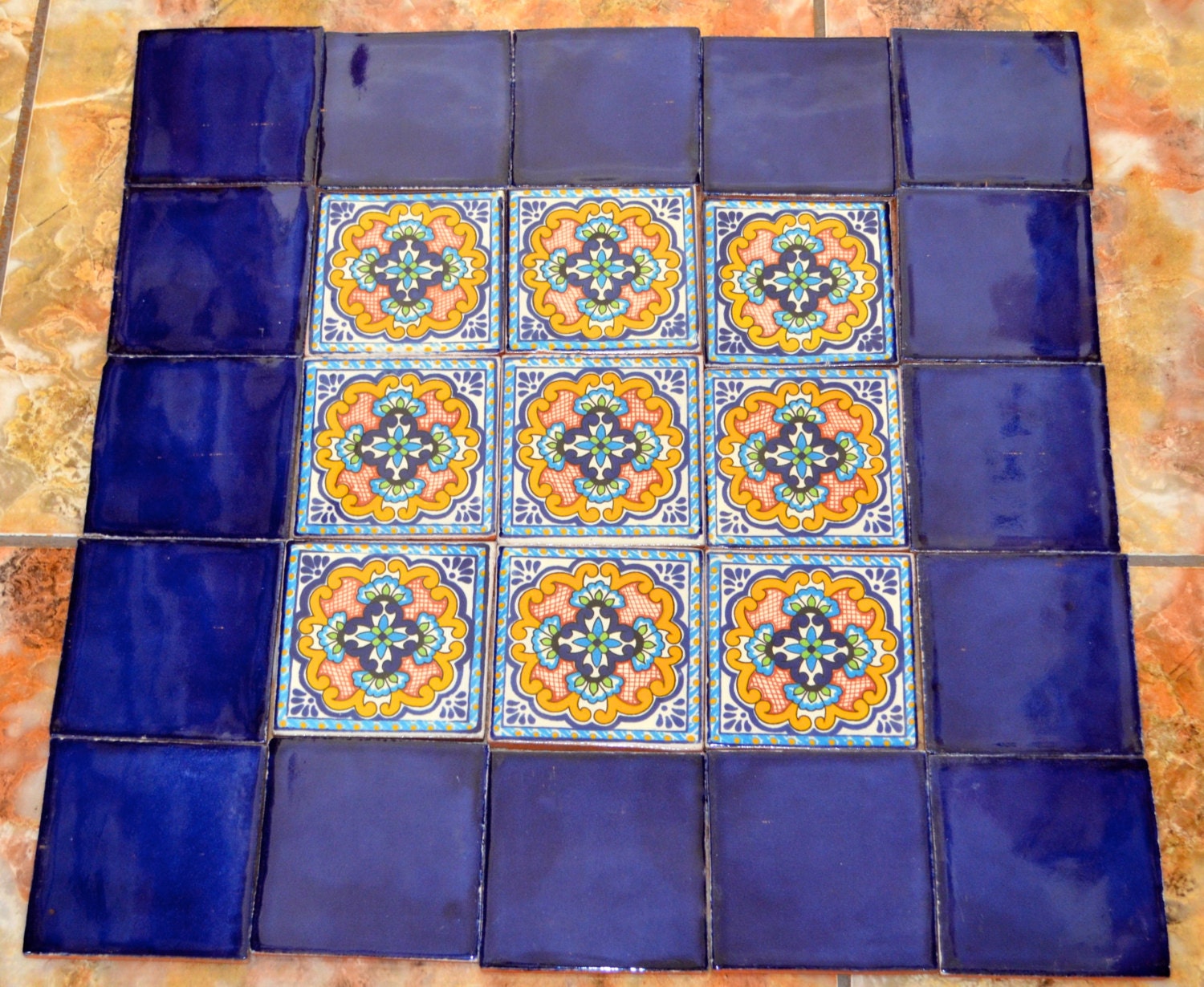 20 Mexican Talavera Tiles handmade Hand painted 4 X