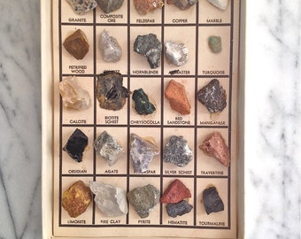 Vintage Rock and Mineral Collection - School Science Display of 25 ...