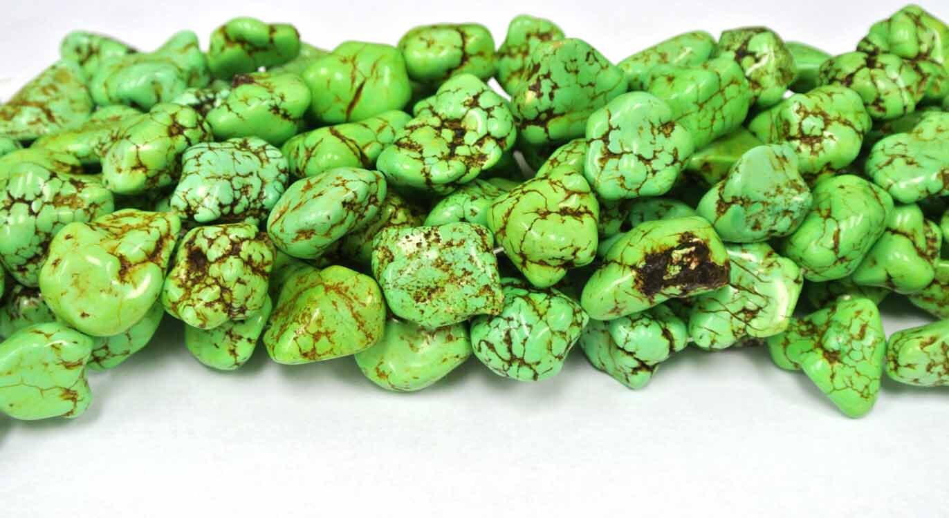 Green Nuggets Howlite Magnesite Green Nugget Beads 1 Strand