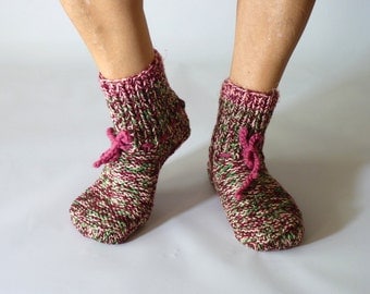 Hand-knitted woolen socks unisex size medium, hand knit socks, wool ...