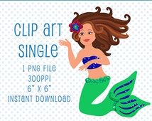 Unique brown haired mermaid related items | Etsy