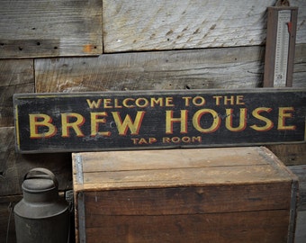 Custom Brewery Est. Date Sign Rustic Hand Made Vintage