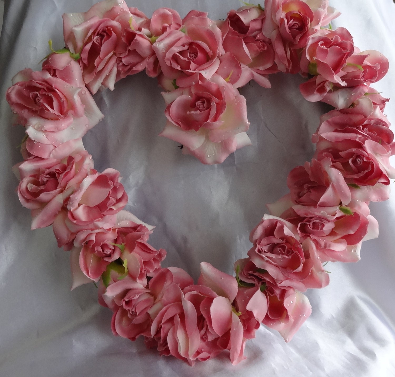 Bridal Wreath Wedding Wreath Heart Wreath Pink Rose by lovelygifts