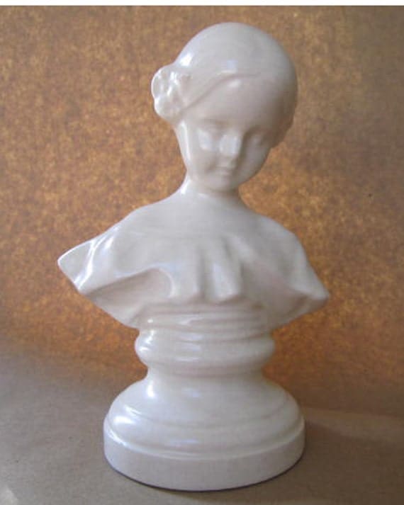 White Holland Mold Bust-Vintage Female Bust White Ceramic