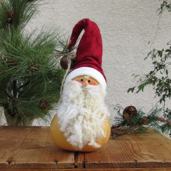 Christmas Gourd Santa Claus Natural Winter by pinchmeboutique