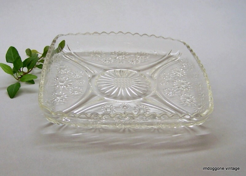 Square Clear Glass Relish Dish, Pickle Dish, Candy Dish, Serving Dish ...