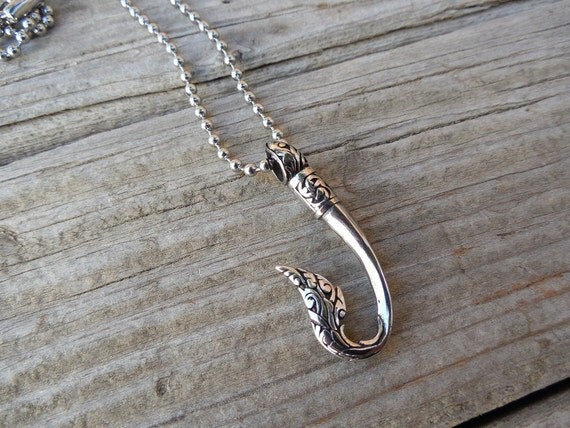 Hawaiian fishing hook necklace in stainless steel