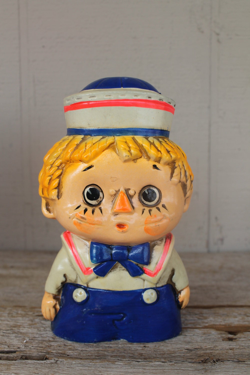 Antique Ceramic Coin Bank // Raggedy Doll by VintageSilverLining