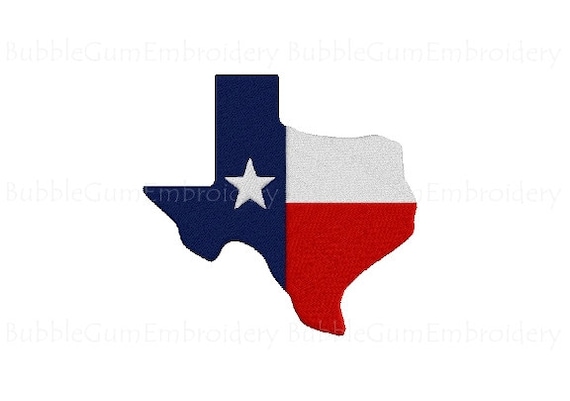 Texas State Shaped Flag Embroidery Design Instant Download