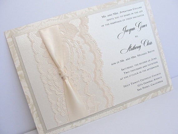 Lace Wedding Invitations Lace Wedding Invite by LavenderPaperie1