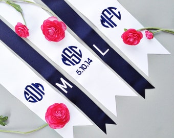 custom monogrammed bouquet ribbon 3 wide grosgrain