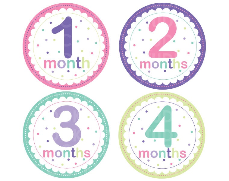 Baby Girl Monthly Stickers Printable Baby Girl Milestone