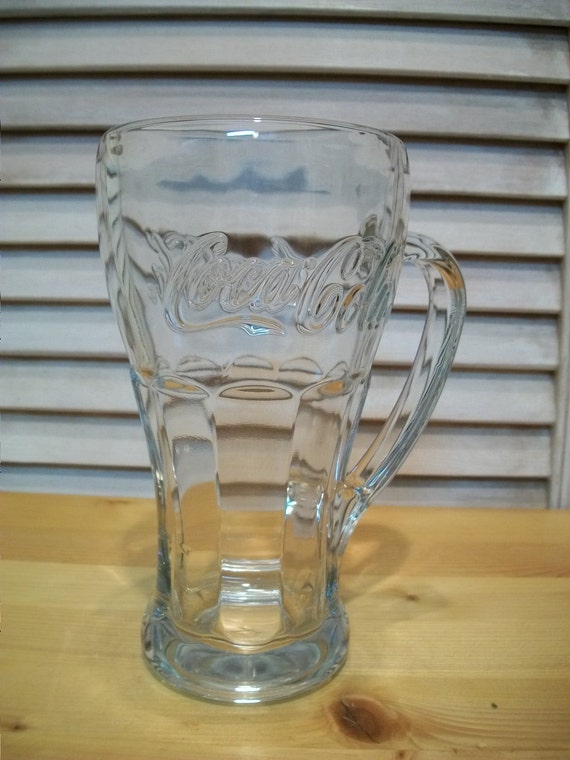 Vintage Coca Cola Glass with Handle Heavy Coca Cola Glass