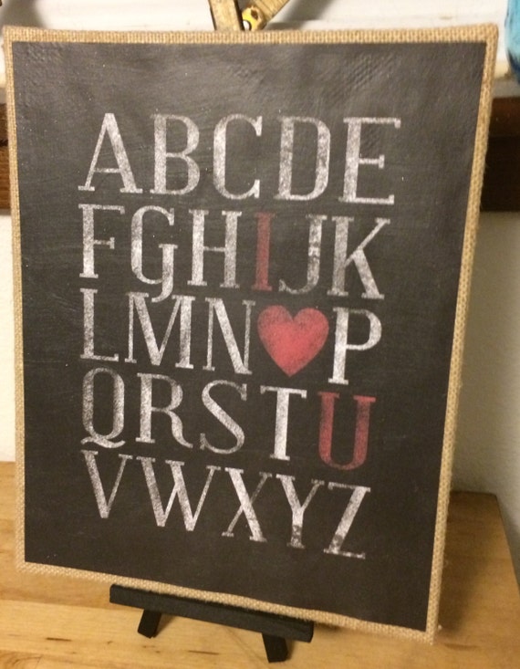 8x10 Burlap panel chalkboard print with quote and stand