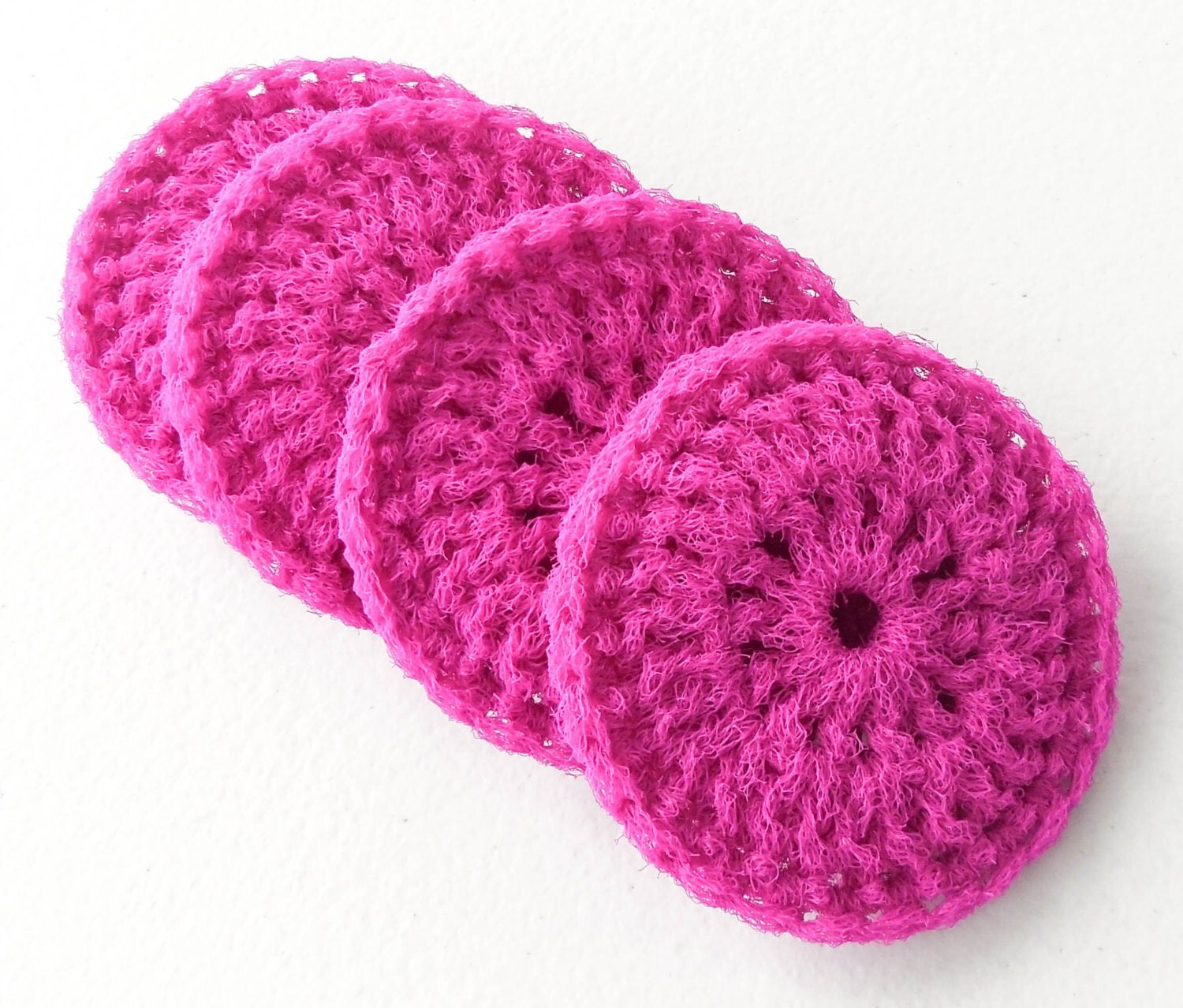 Crochet Dish Scrubbies Set of 2 through 8 Bright Pink