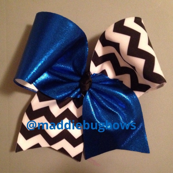 Items similar to Royal Blue Chevron Cheer Bow on Etsy