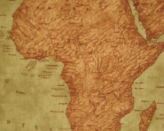 Moda World Map Fabric 100% Cotton Peace on Earth by Three Sisters Pattern 3929 Travel Vintage ...