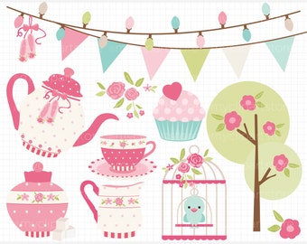 Tea party clipart | Etsy