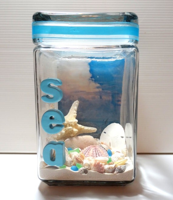 Items similar to Covered Beach or Sea Display Jar - Shells, Beach Glass ...