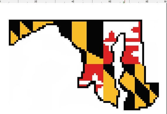 Maryland Outline with State Flag Cross Stitch by StitchosaurusJess