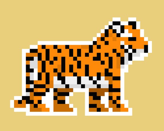Items similar to Pixel Tiger Children's Illustration Print on Etsy