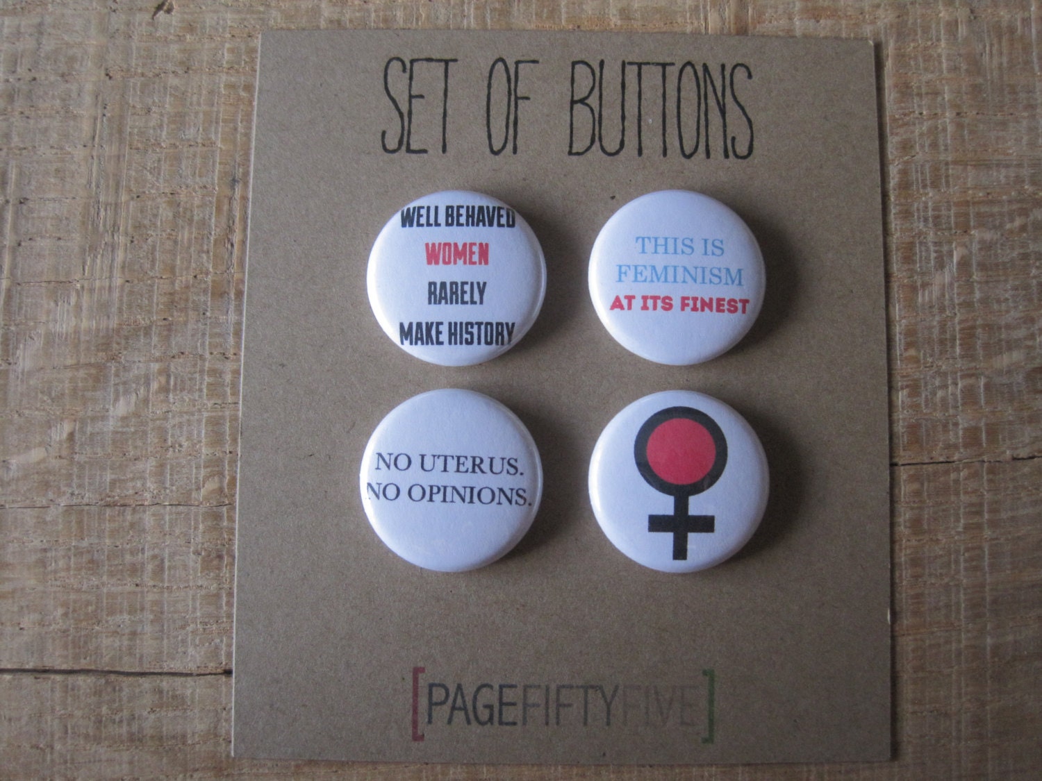 Feminism Buttons. Pinback buttons. Backpack by PAGEFIFTYFIVE