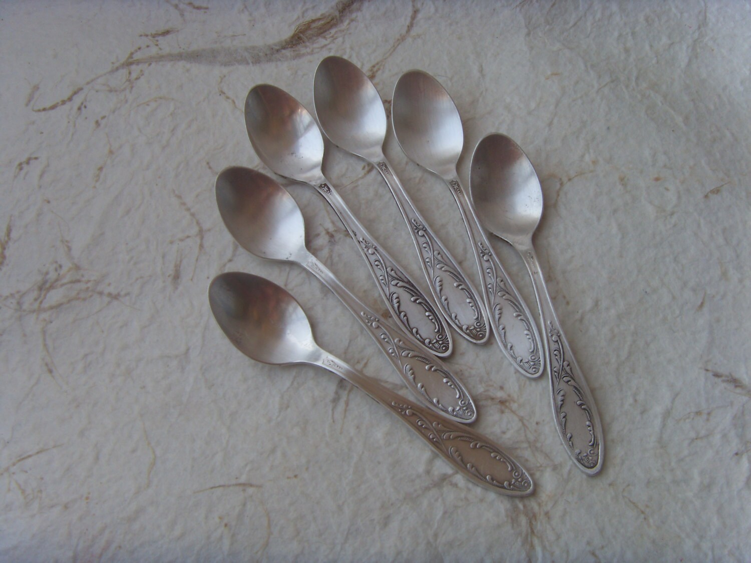 Vintage Soviet Set of 6 Nickel Silver Tea Spoons Made in USSR in 1960s ...