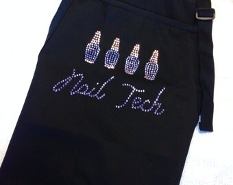 Customized Nail Tech apron made with Swarovski crystals