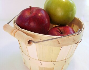Mini Apple Baskets - Set of 2 - Birch Wood with Handles