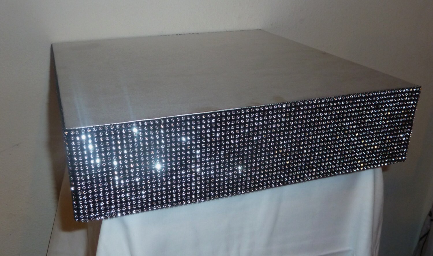 square black silver faux rhinestone wedding cake stand