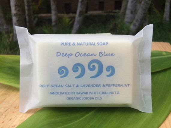 Deep Ocean Blue Soap with Hawaiian Ocean Salt, Peppermint & Lavender
