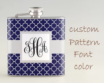 Clover V.7 Personalized Monogram Flask Stainless Steel 6 oz (FK-0304-V7)