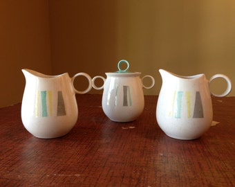 Mid Century Vernonware Anytime Cream Sugar Set Modern Atomic Retro ...
