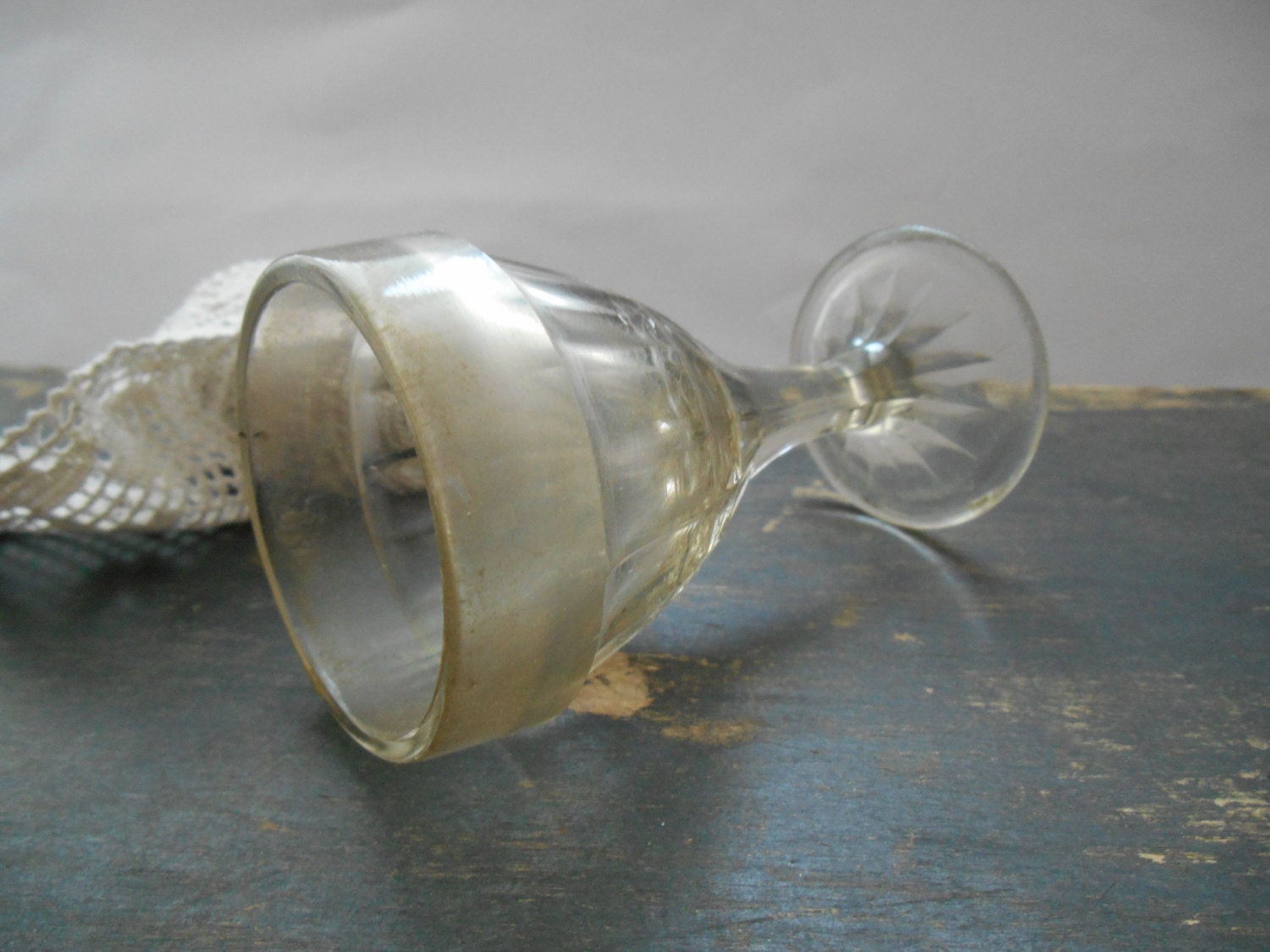 Vintage Soviet glass Footed Vodka glass Thick glass USSR era 50-60s ...