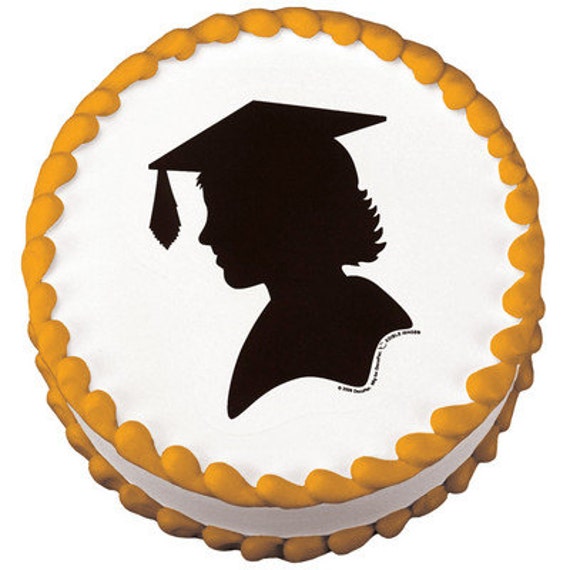 Graduation Girl Silhouette Edible Cake Topper Open By Bigcatcrafts