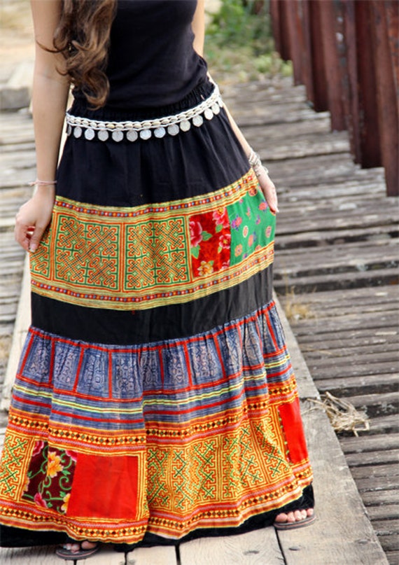 Woman skirt hand embroidery pattern fabric but look by FullyDesign