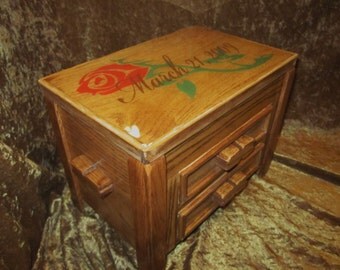 Wedding Vow Art - Wedding ceremony box red oak jewelry box with vows or ...