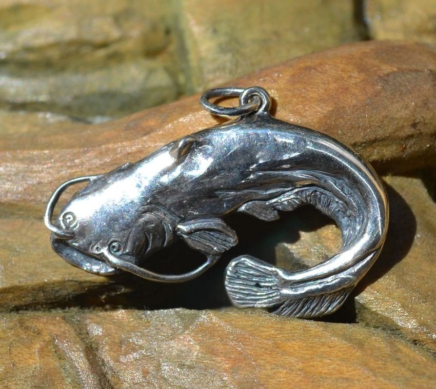 Sterling SILVER CATFISH Pendant Fish Fishing Necklace